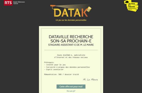 Datak : jouez et apprenez à protéger vos données personnelles — Pixees